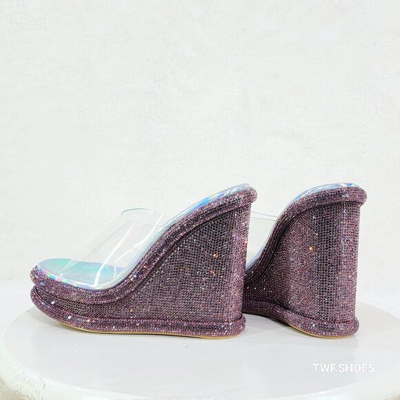 Cape Robbin | Shoes | Zesty Purple Hologram Rhinestone Platform Wedge ...